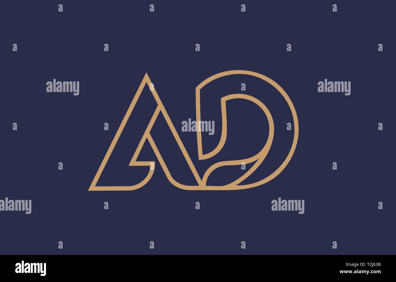 brown blue line alphabet letter AD A D logo combination icon for a ...