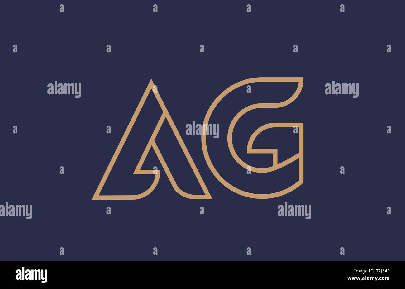 brown blue line alphabet letter AG A G logo combination icon for a ...