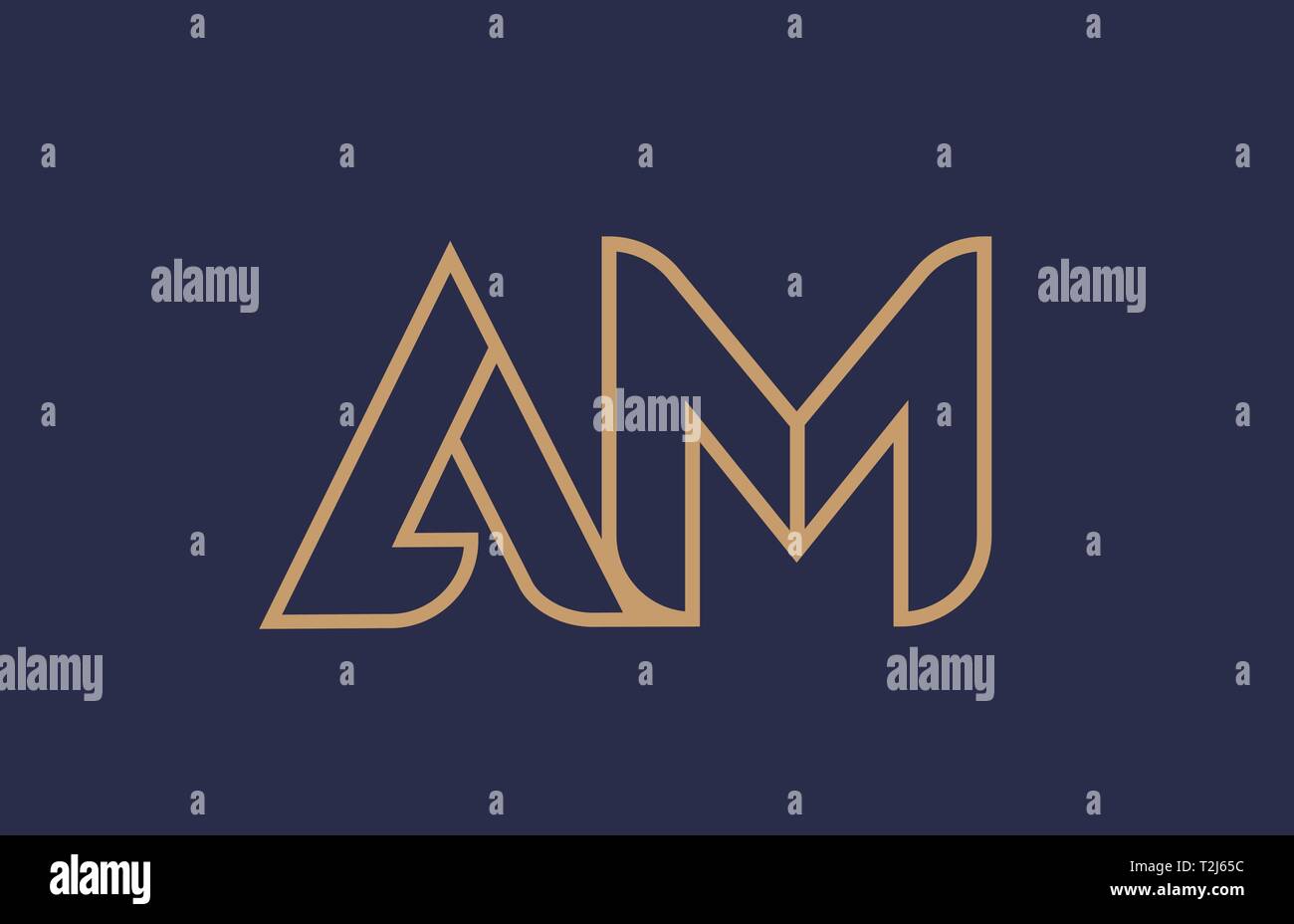 brown blue line alphabet letter AM A M logo combination icon for a ...