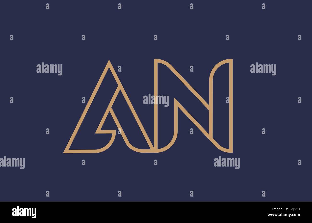 brown blue line alphabet letter AN A N logo combination icon for a ...