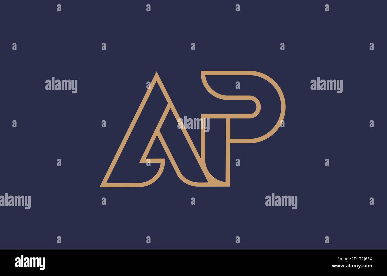 brown blue line alphabet letter AP A P logo combination icon for a ...