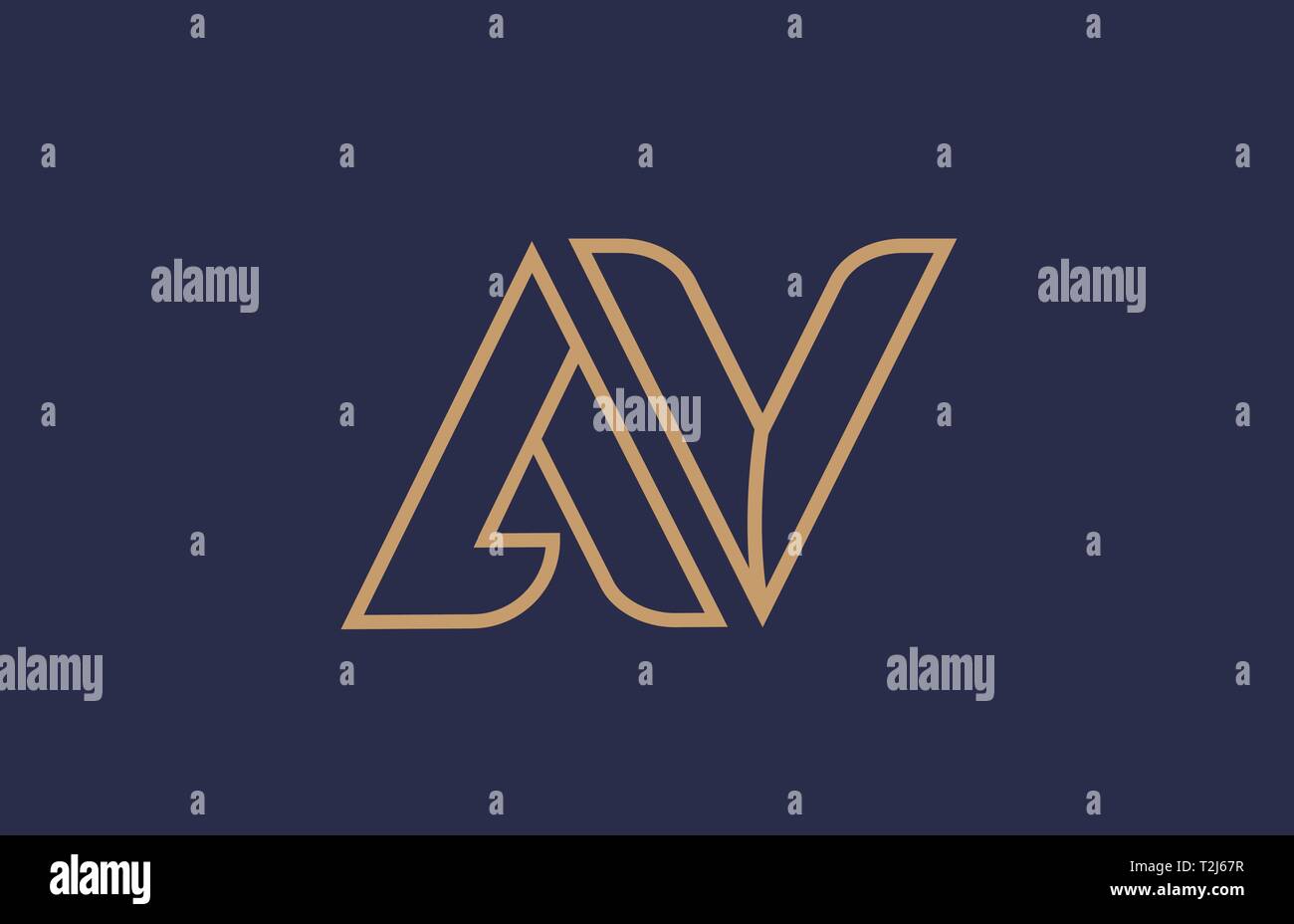 brown blue line alphabet letter AV A V logo combination icon for a ...