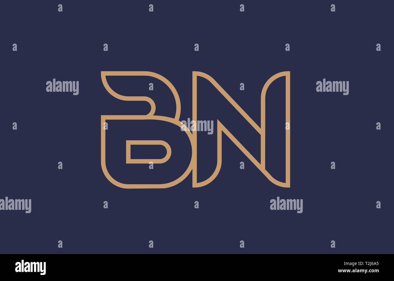 brown blue line alphabet letter BN B N logo combination icon for a ...