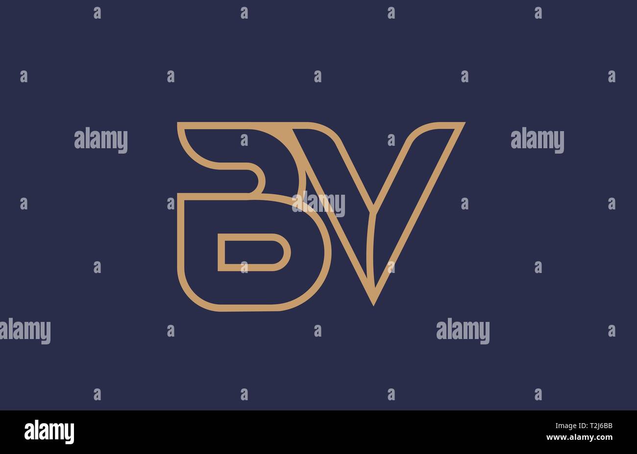 brown blue line alphabet letter BV B V logo combination icon for a ...