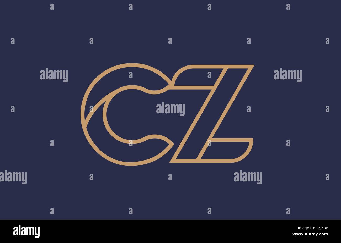 brown blue line alphabet letter CZ C Z logo combination icon for a ...