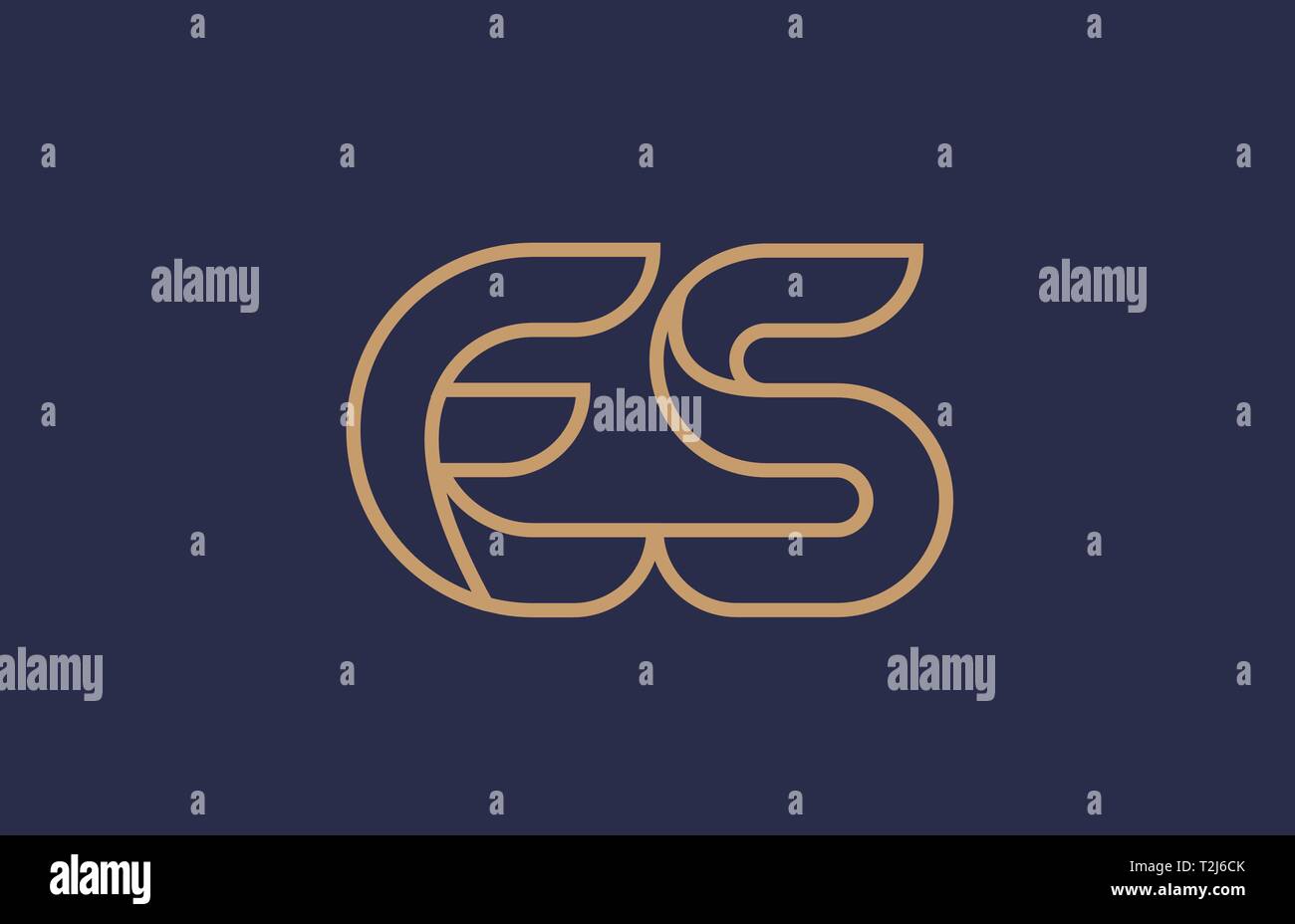 brown blue line alphabet letter ES E S logo combination icon for a ...