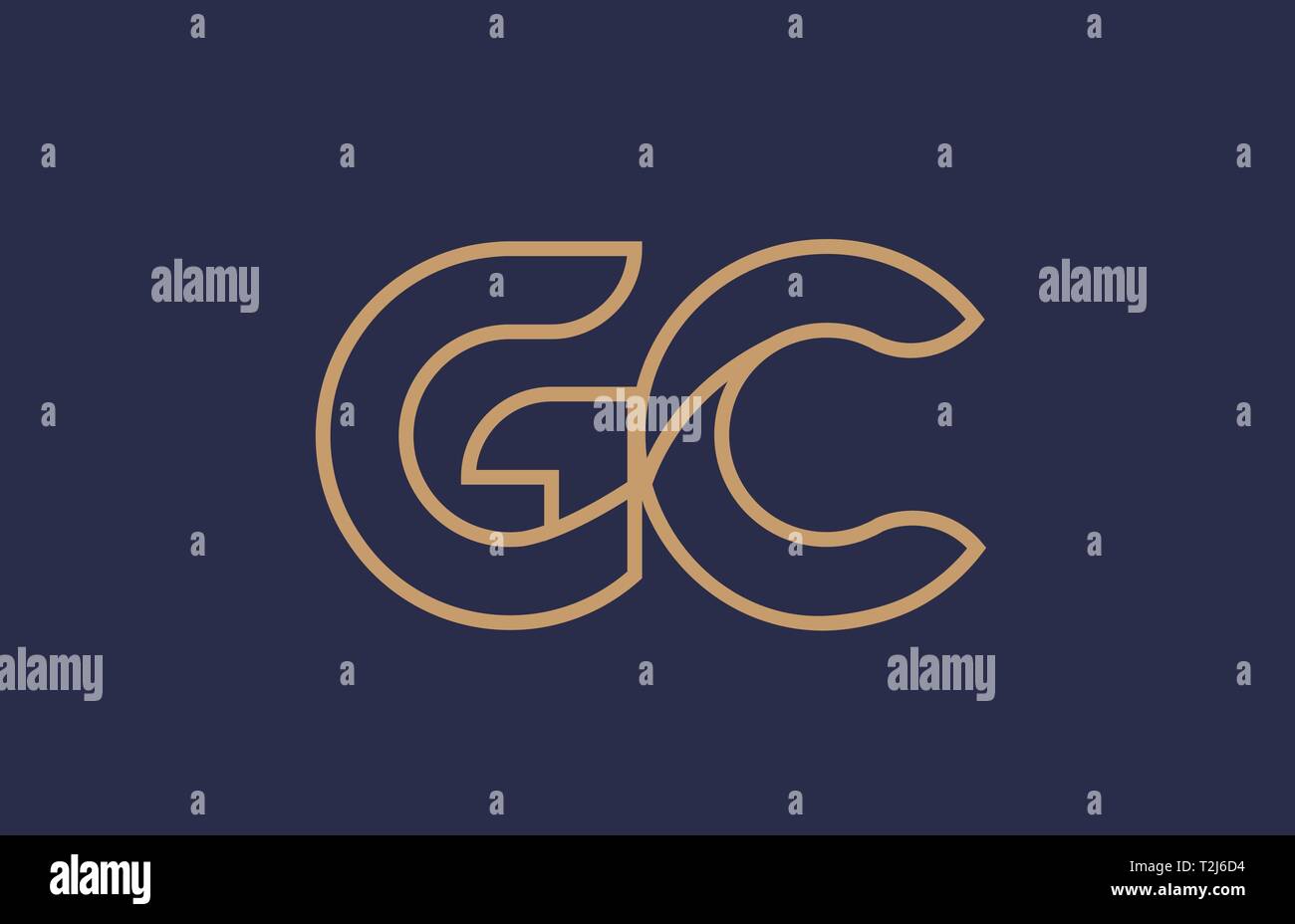 brown blue line alphabet letter GC G C logo combination icon for a ...
