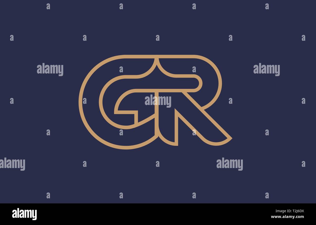 brown blue line alphabet letter GR G R logo combination icon for a ...