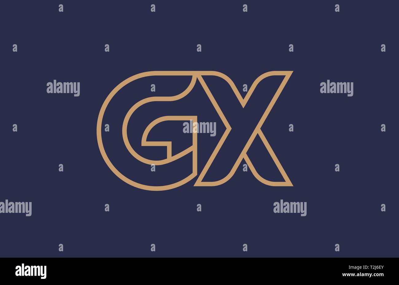 brown blue line alphabet letter GX G X logo combination icon for a ...