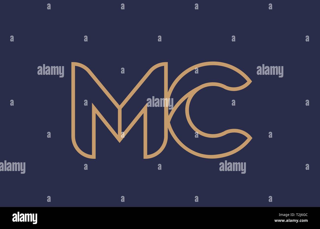 brown blue line alphabet letter MC M C logo combination icon for a ...