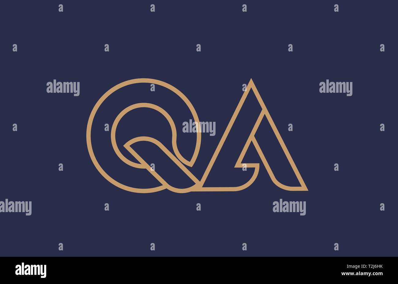 brown blue line alphabet letter QA Q A logo combination icon for a ...