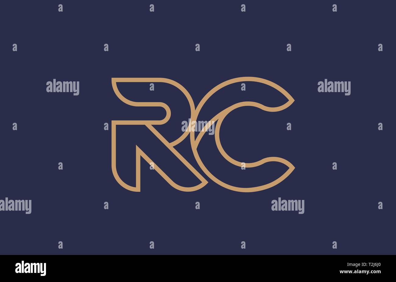 brown blue line alphabet letter RC R C logo combination icon for a ...