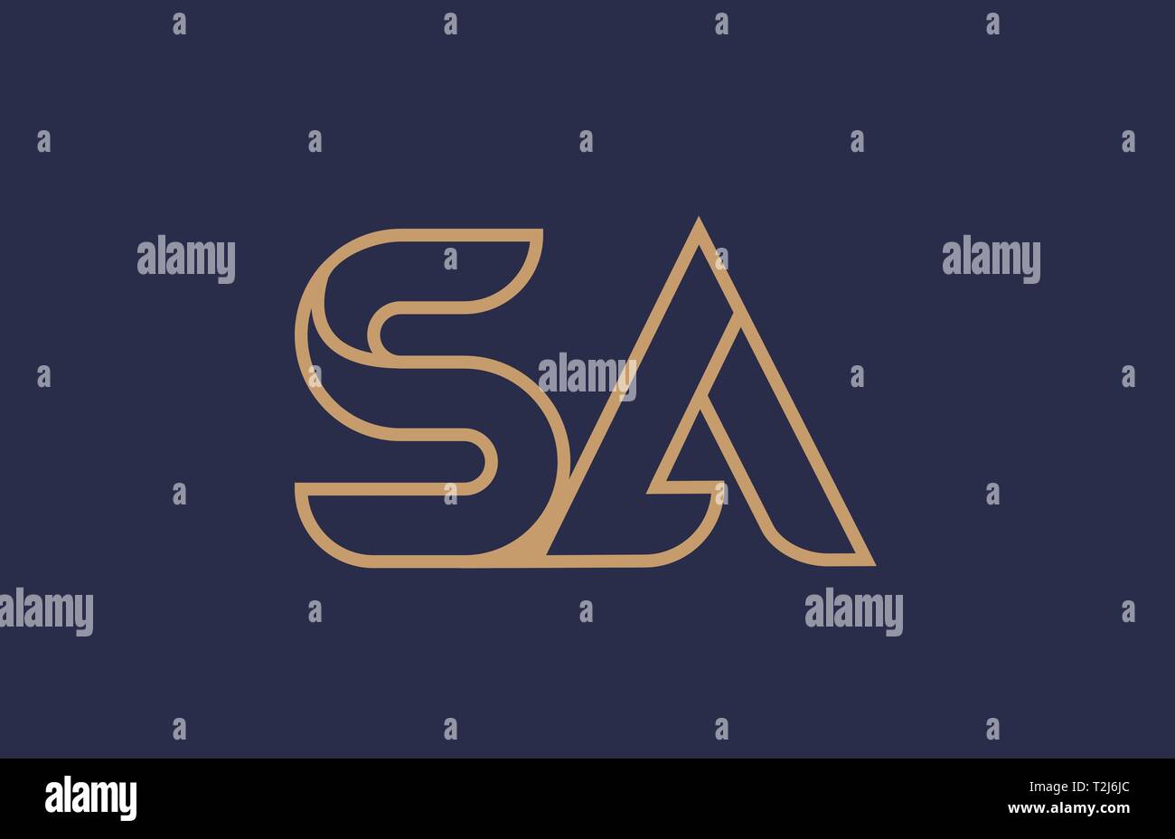 brown blue line alphabet letter SA S A logo combination icon for a ...