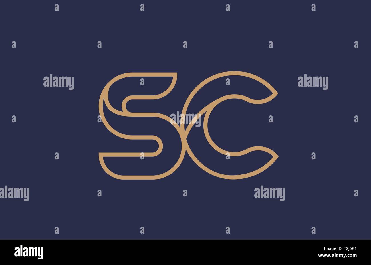 brown blue line alphabet letter SC S C logo combination icon for a ...