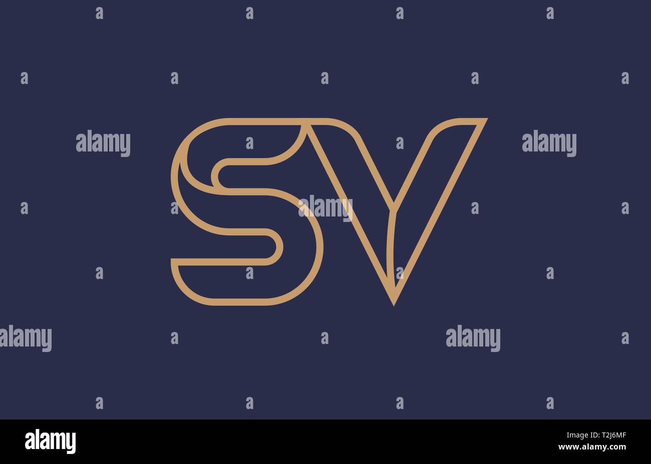 brown blue line alphabet letter SV S V logo combination icon for a ...