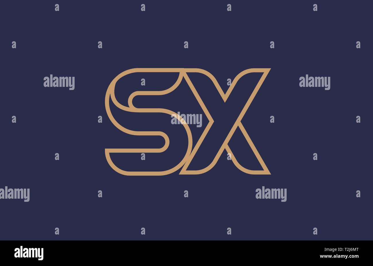 brown blue line alphabet letter SX S X logo combination icon for a ...