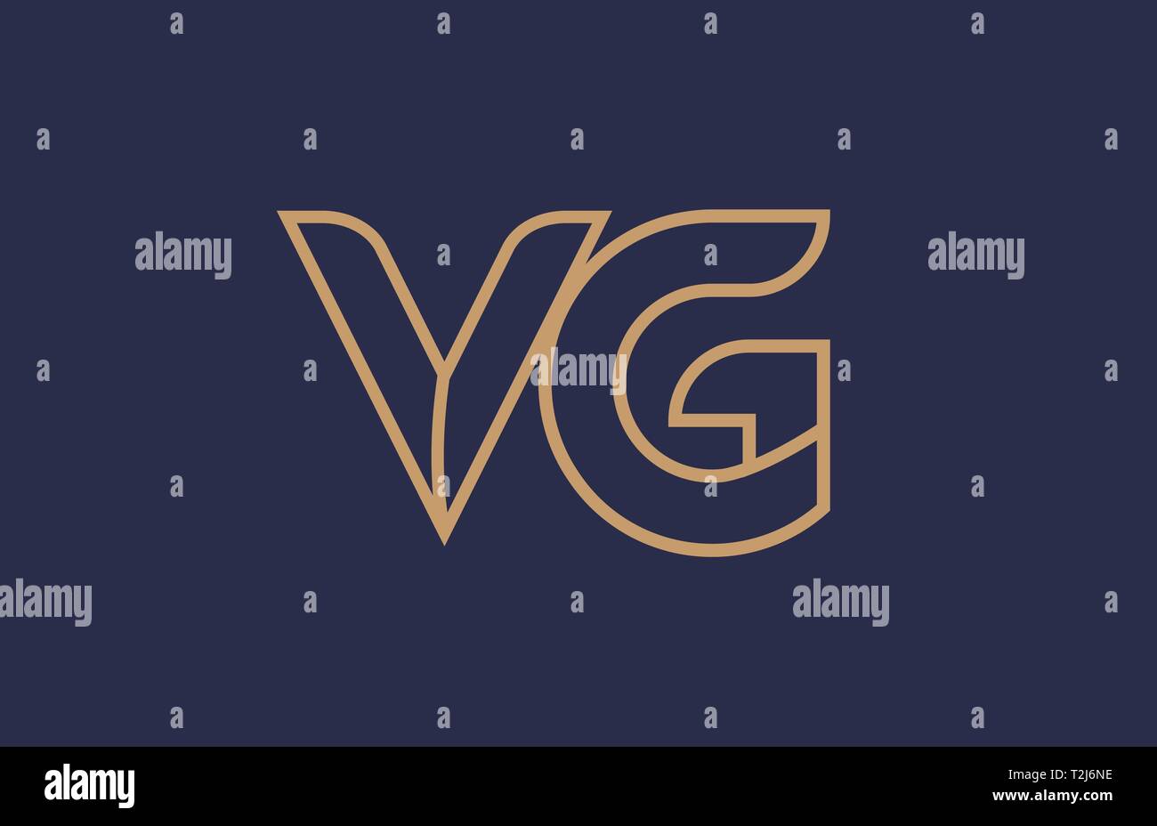 brown blue line alphabet letter VG V G logo combination icon for a ...