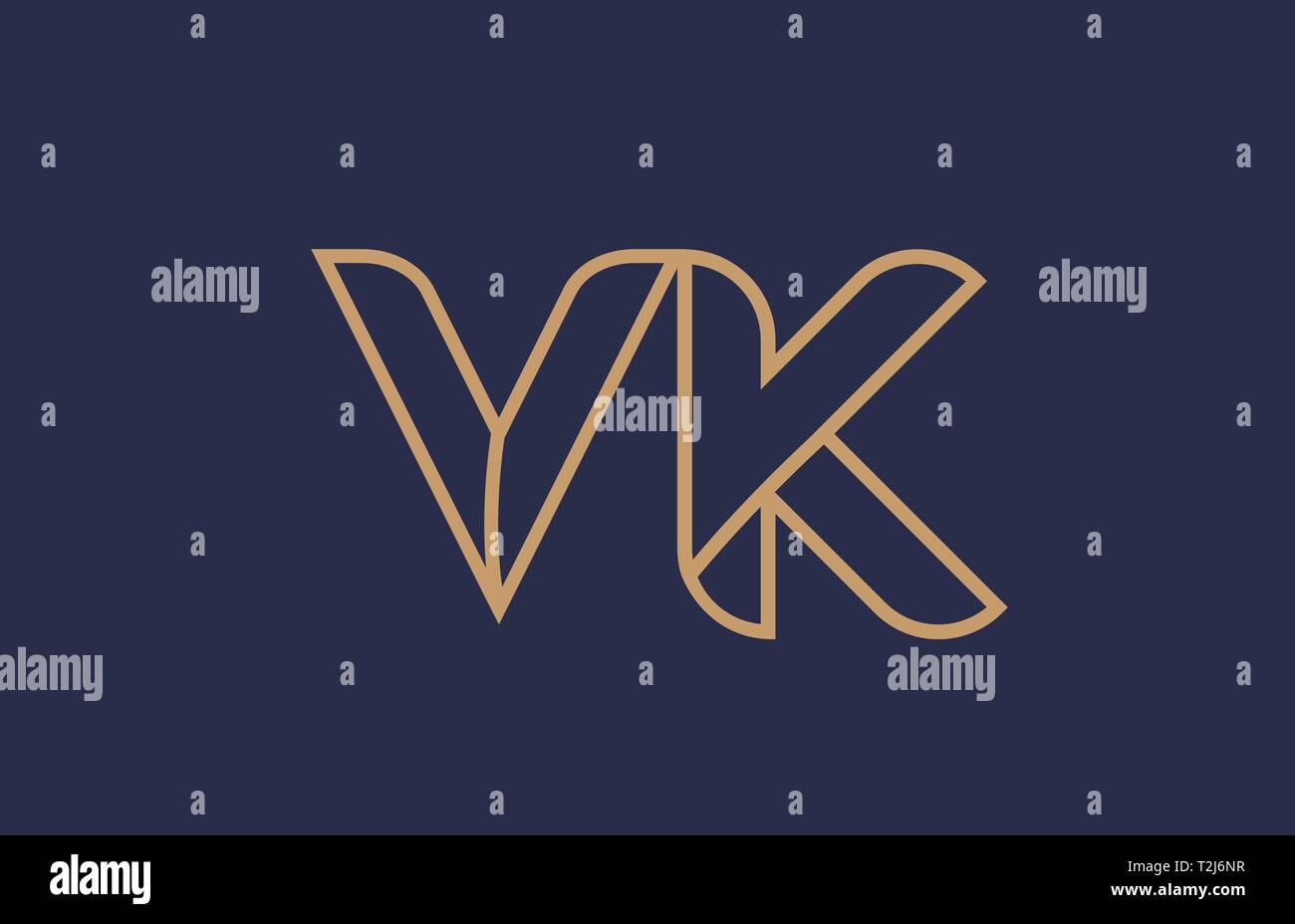brown blue line alphabet letter VK V K logo combination icon for a ...