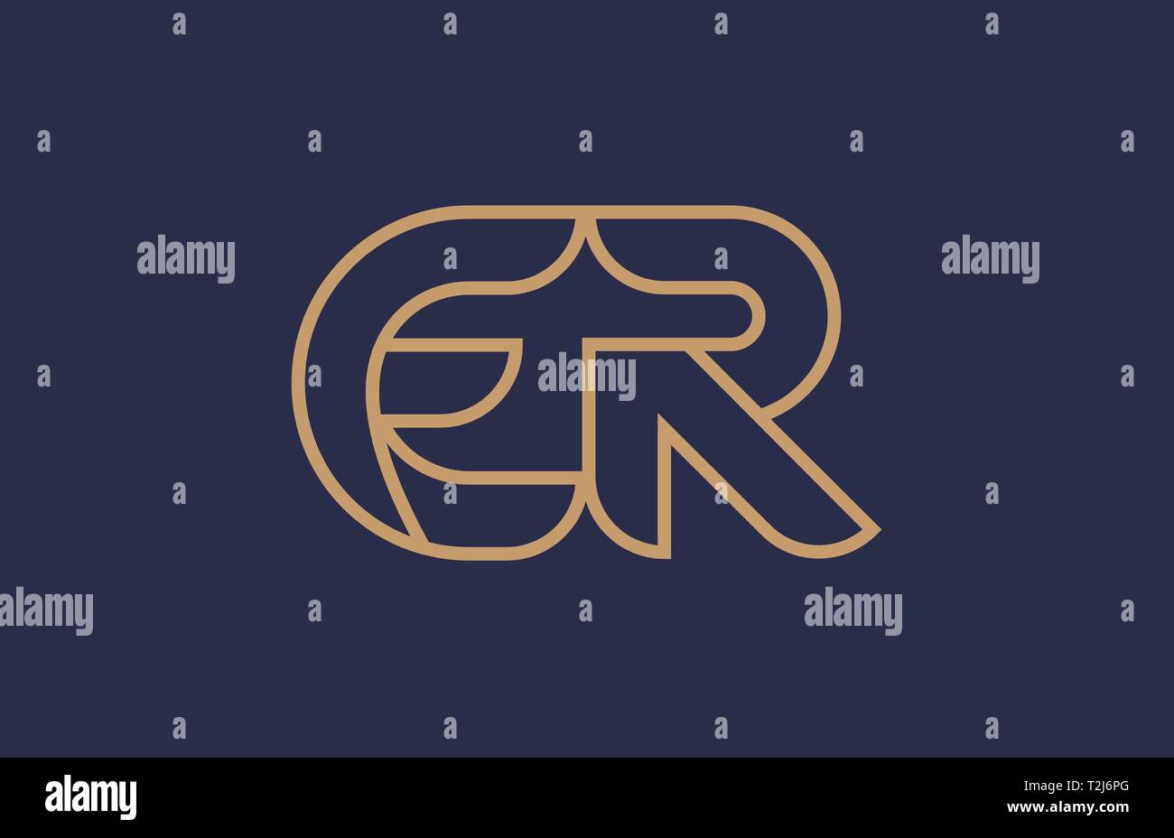 brown blue line alphabet letter ER E R logo combination icon for a ...