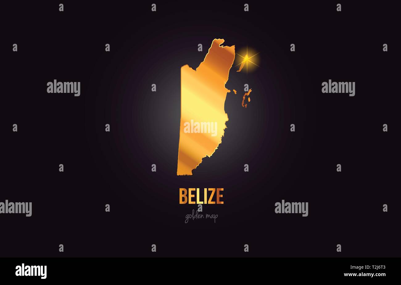 Belize country border map in gold golden metal color design suitable ...