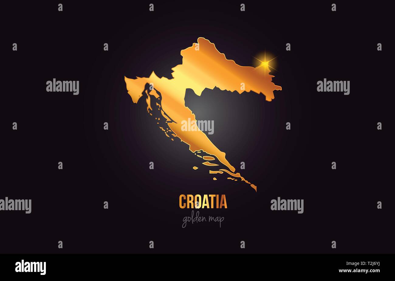 Croatia country border map in gold golden metal color design suitable ...