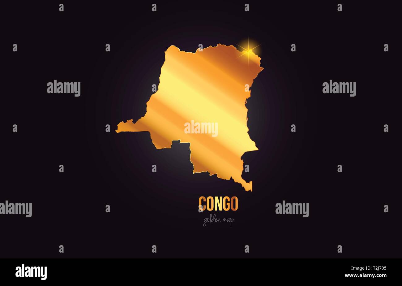 Congo country border map in gold golden metal color design suitable for ...