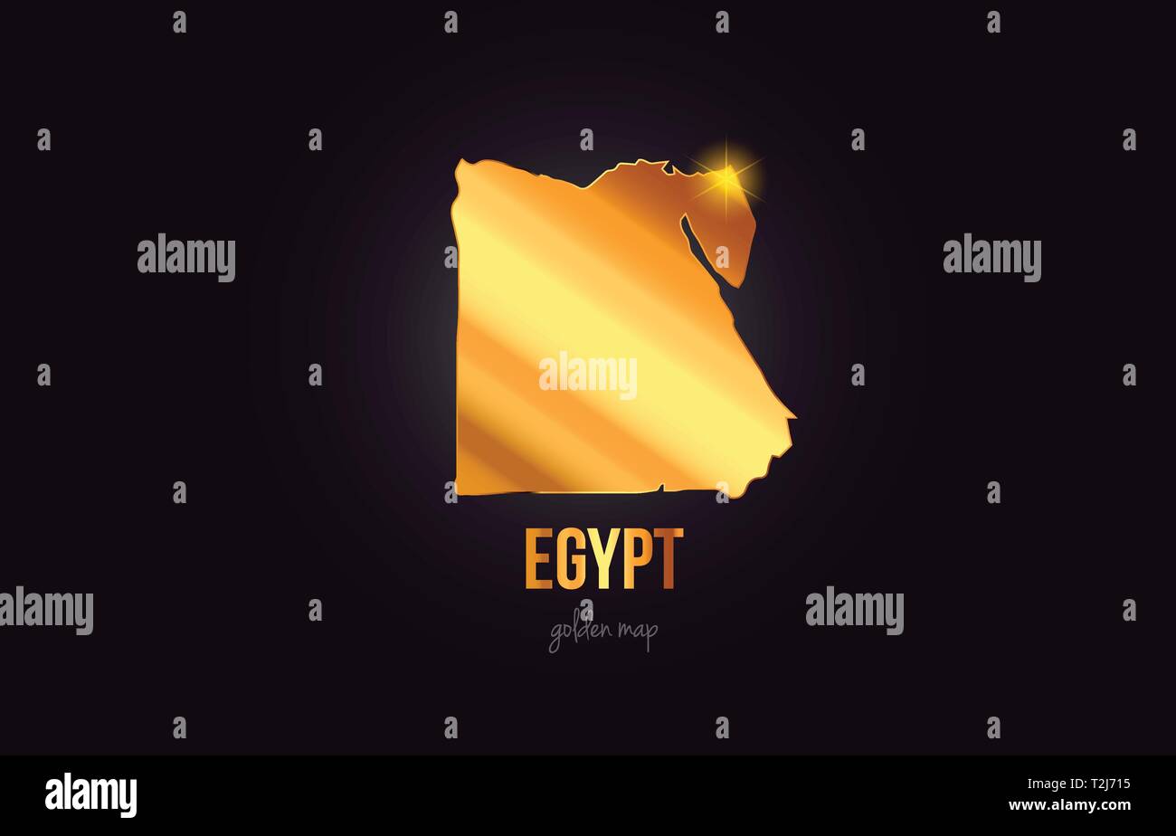 Egypt country border map in gold golden metal color design suitable for ...