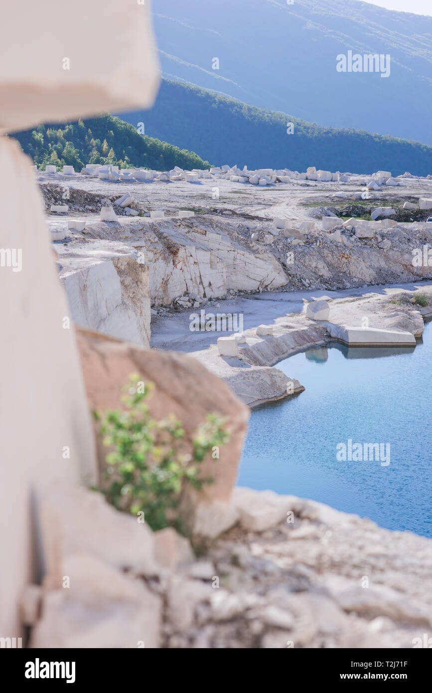 Landscape in the mountains of marble rocks from the quarry Stock Photo ...