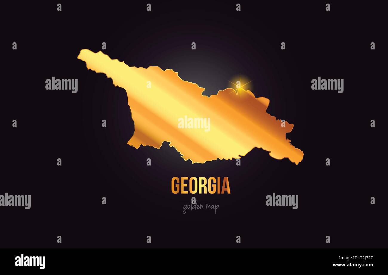 Georgia country border map in gold golden metal color design suitable ...
