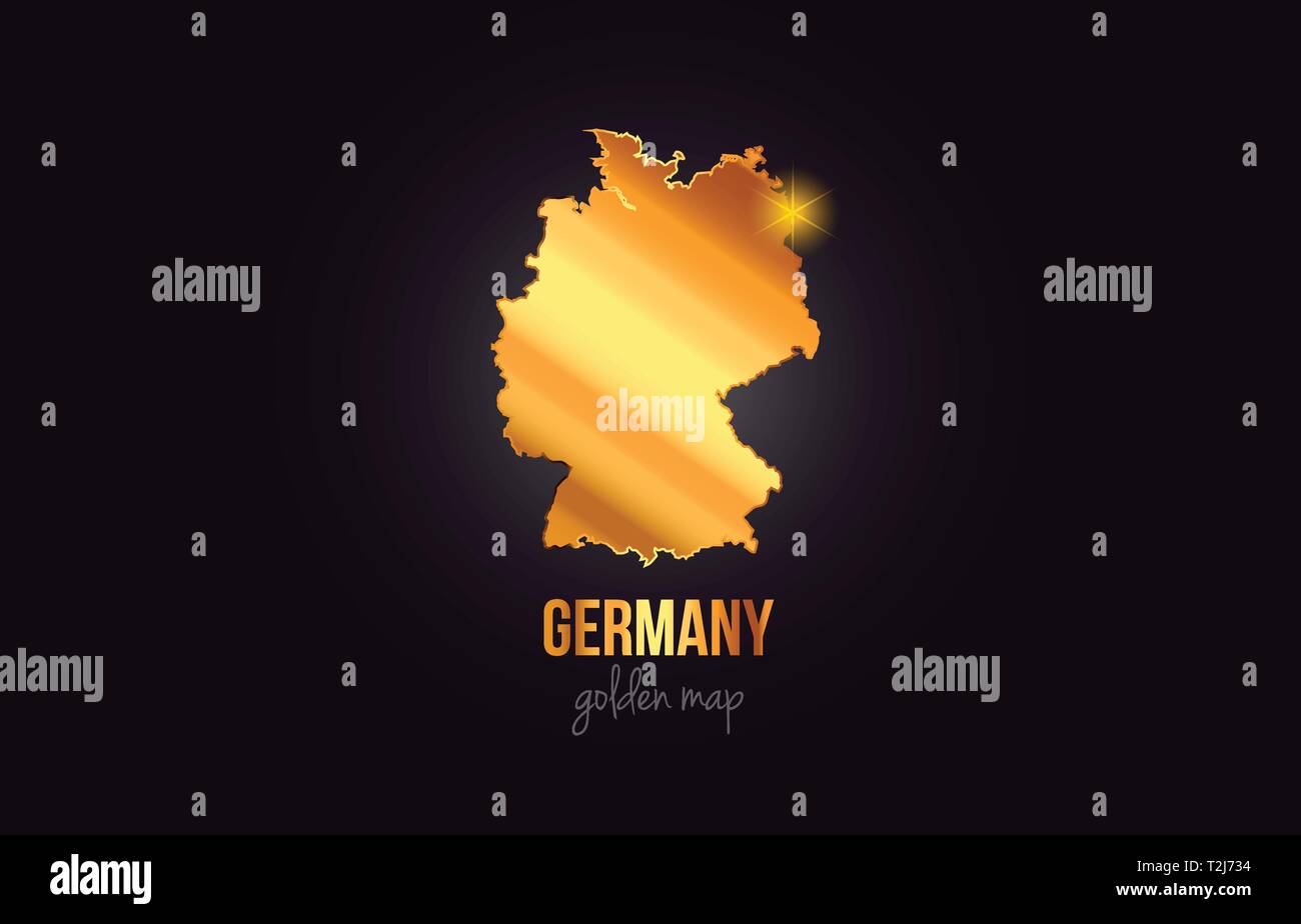 Germany country border map in gold golden metal color design suitable ...