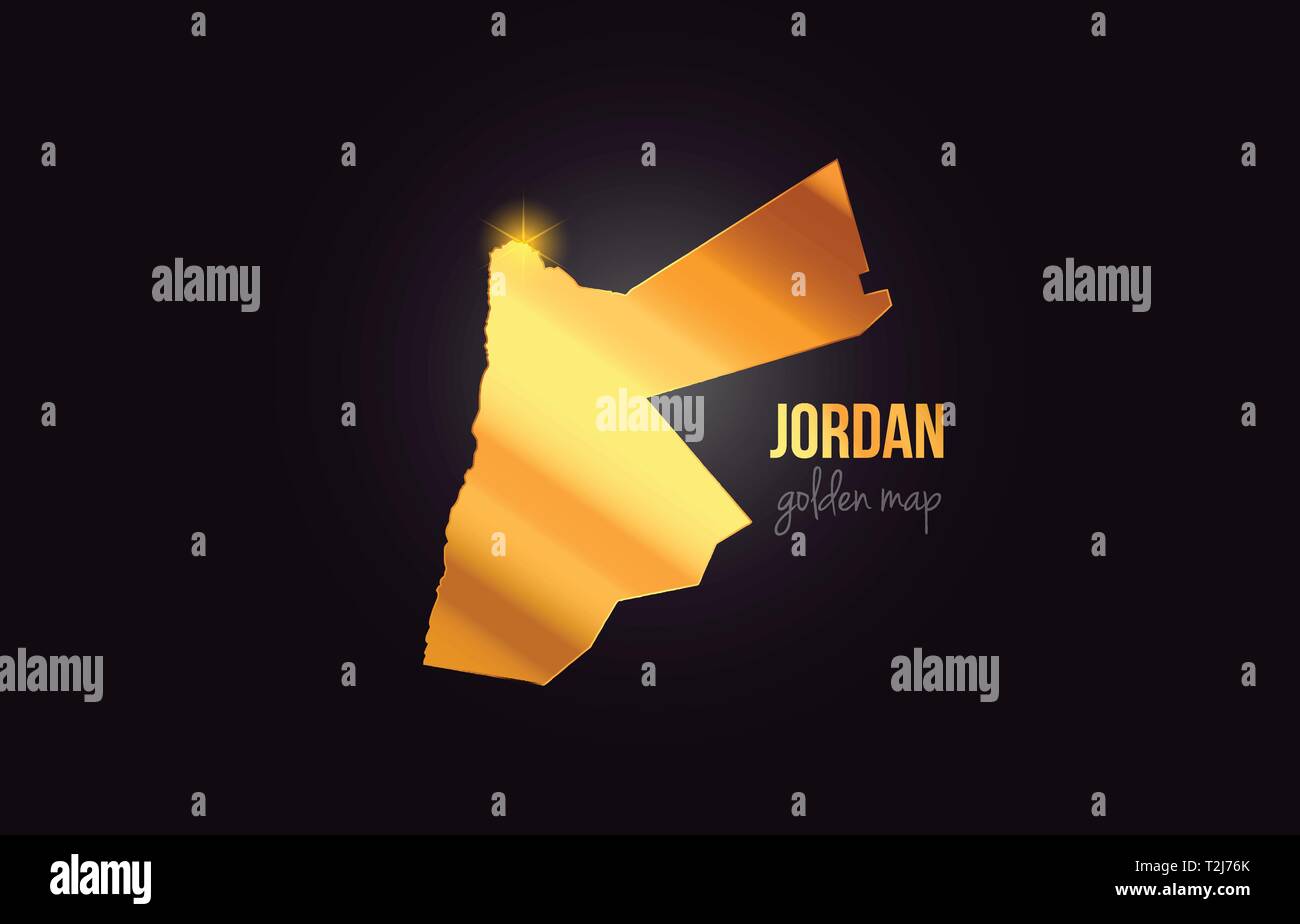 Jordan country border map in gold golden metal color design suitable ...
