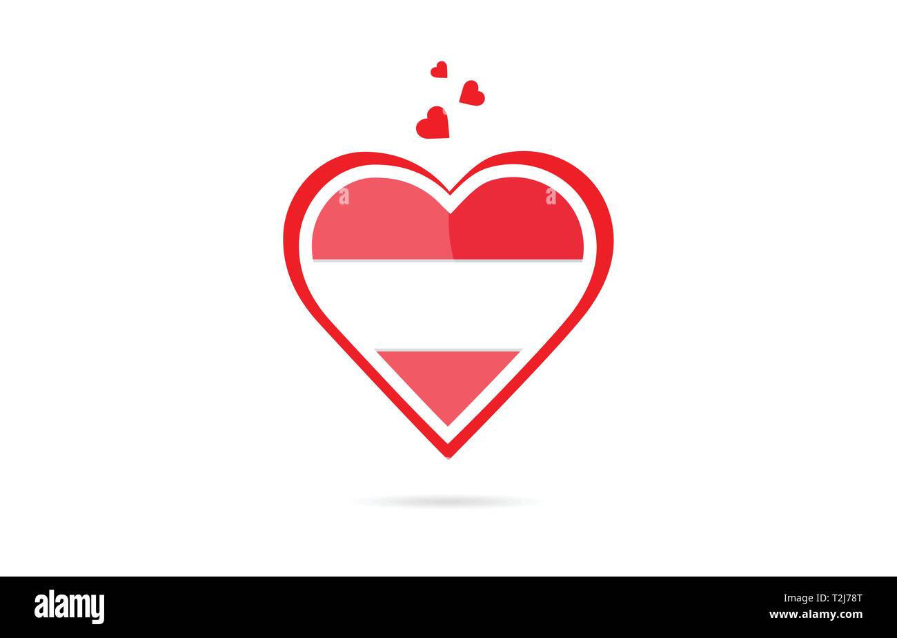 Austria country flag inside love heart design suitable for a logo icon ...