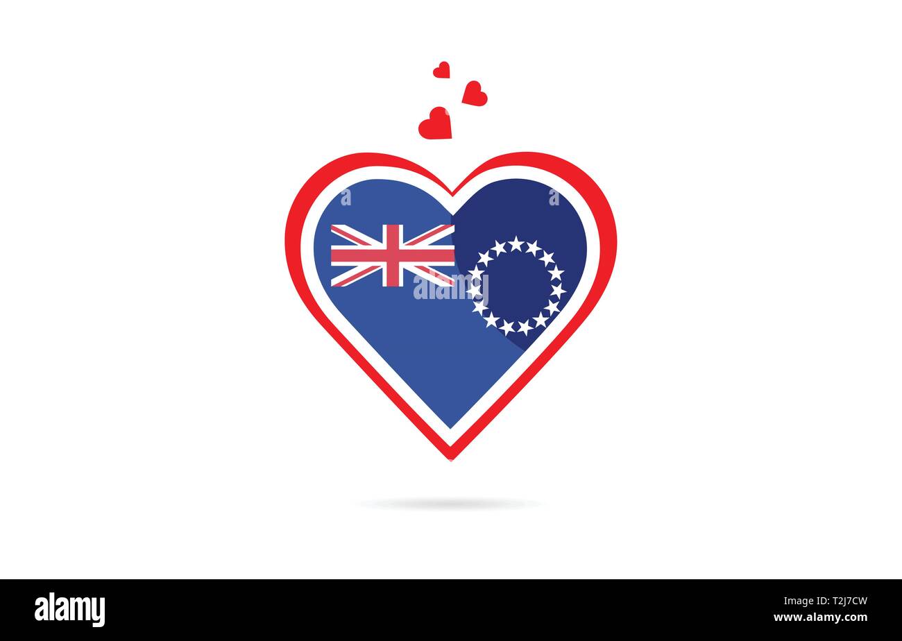 Cook Islands country flag inside love heart design suitable for a logo ...
