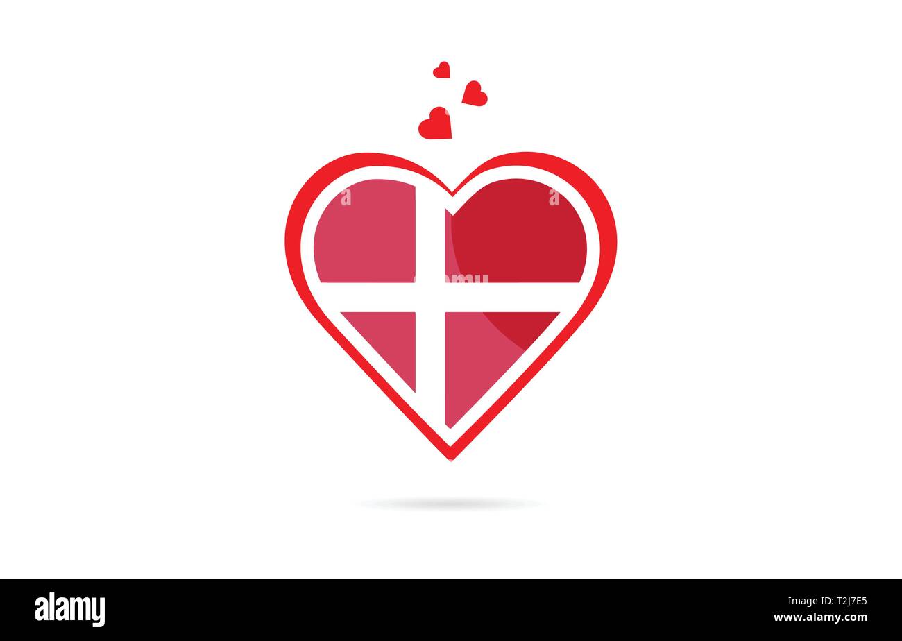 Denmark country flag inside love heart design suitable for a logo icon ...