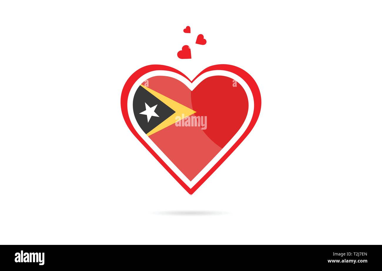 East Timor country flag inside love heart design suitable for a logo ...