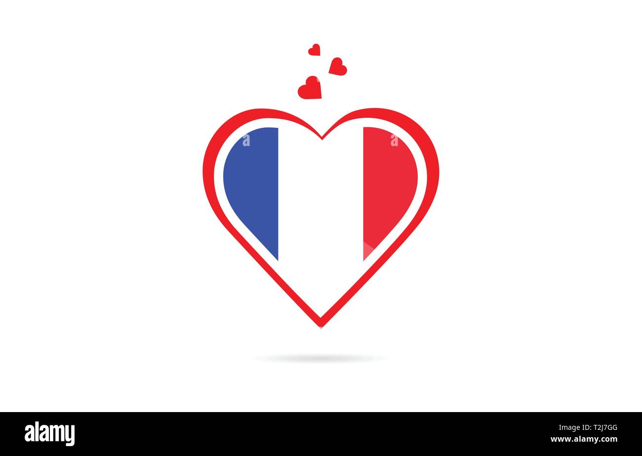 France country flag inside love heart design suitable for a logo icon ...
