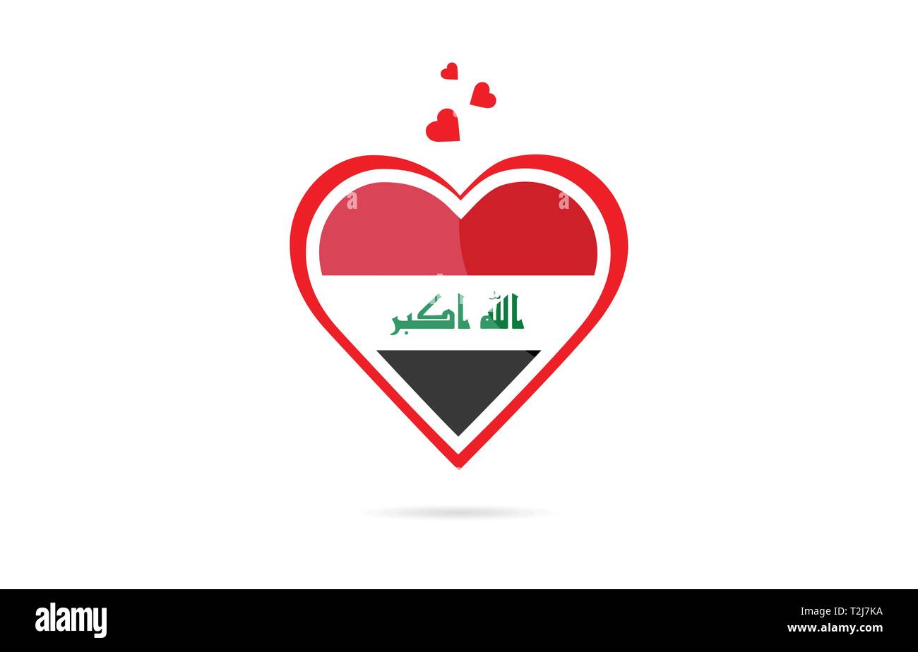 Iraq country flag inside love heart design suitable for a logo icon ...