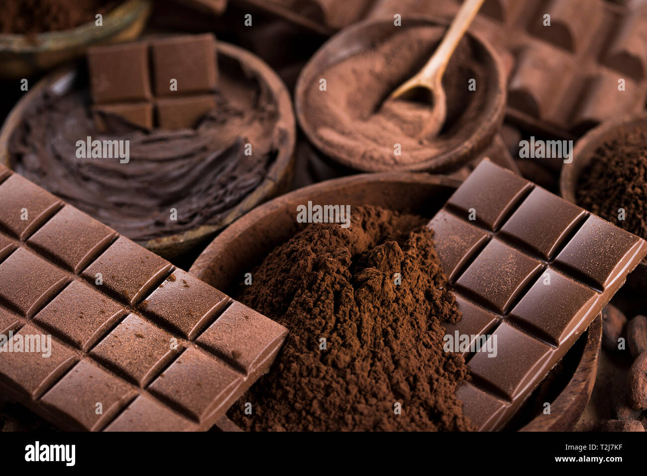 Bars Chocolate , candy sweet, dessert food on natural paper background ...