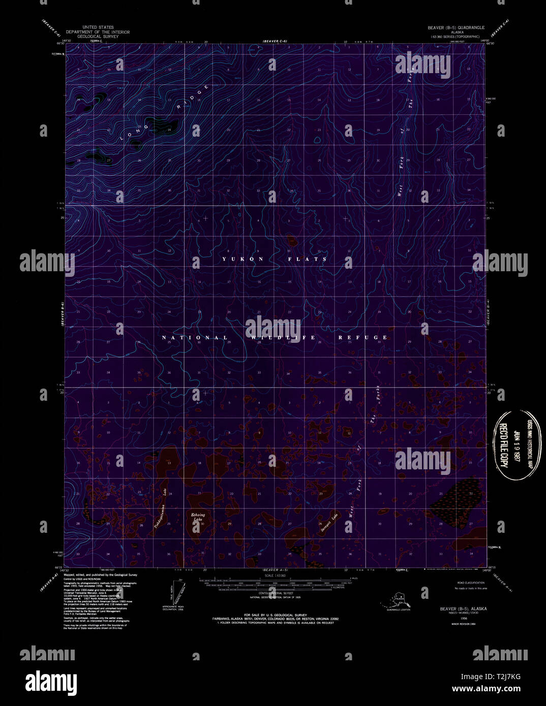 USGS TOPO Map Alaska AK Beaver B-5 354246 1956 63360 Inverted ...