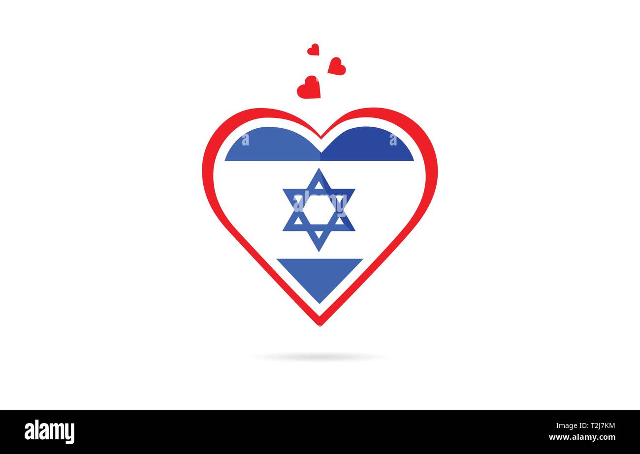 Israel country flag inside love heart design suitable for a logo icon ...