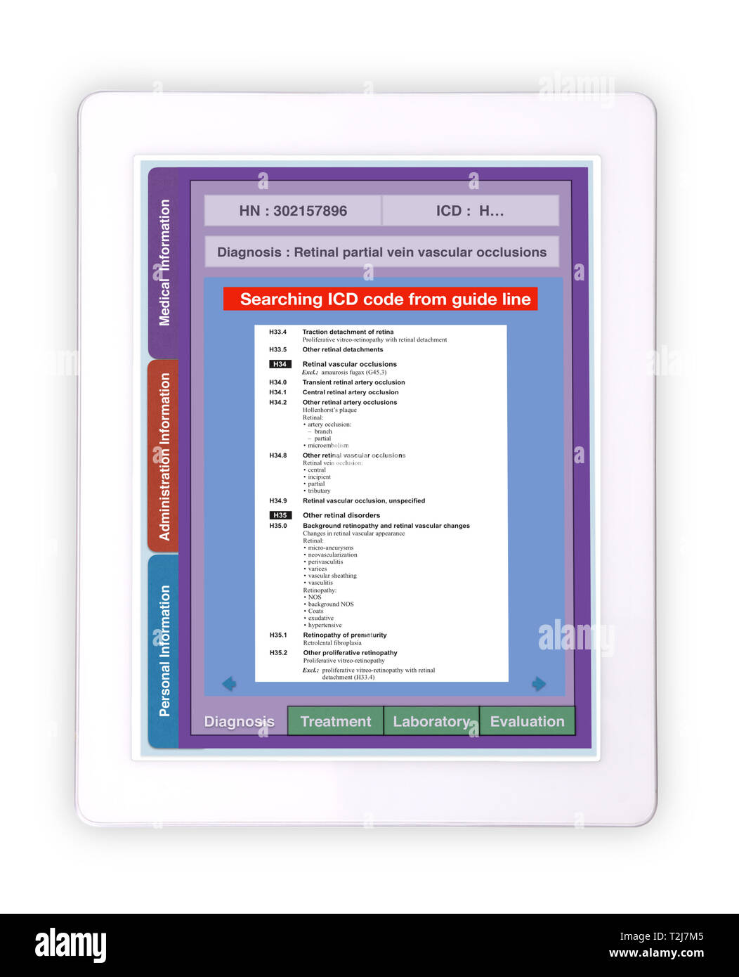 Medical record technology using digital tablet for ICD code searching ...