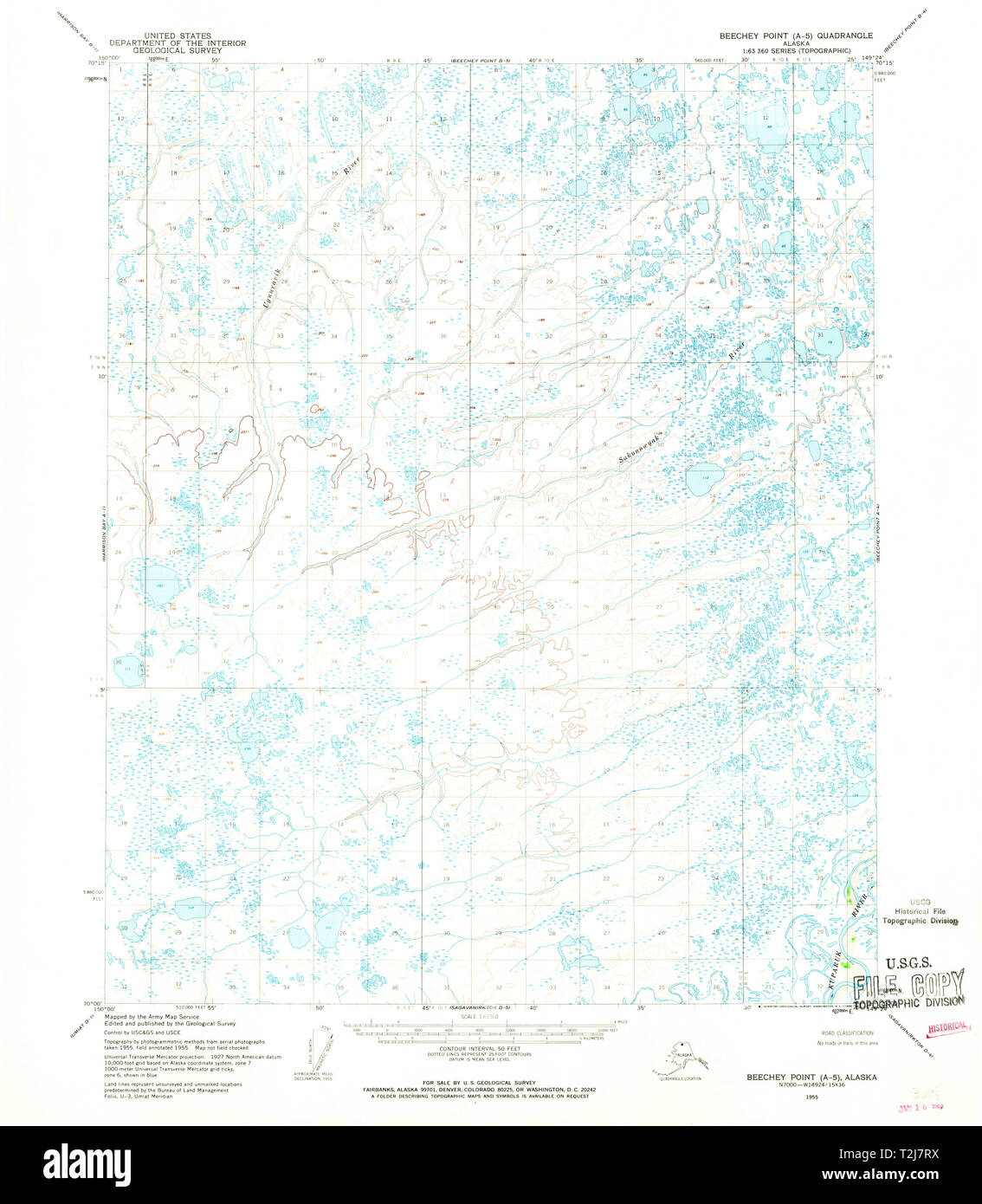 USGS TOPO Map Alaska AK Beechey Point A-5 354274 1955 63360 Restoration ...