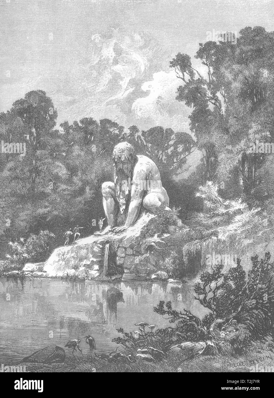 ITALY. Florentine nature. Colossal statue of Apennine Park at Pratolino ...