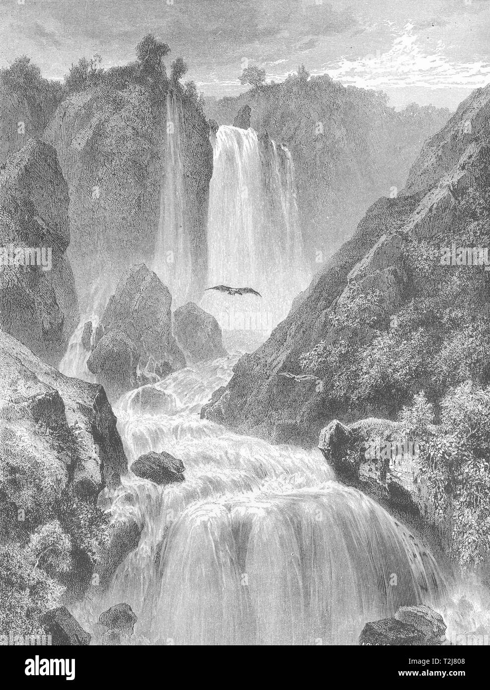 ITALY. Cascades of Terni 1877 old antique vintage print picture Stock ...