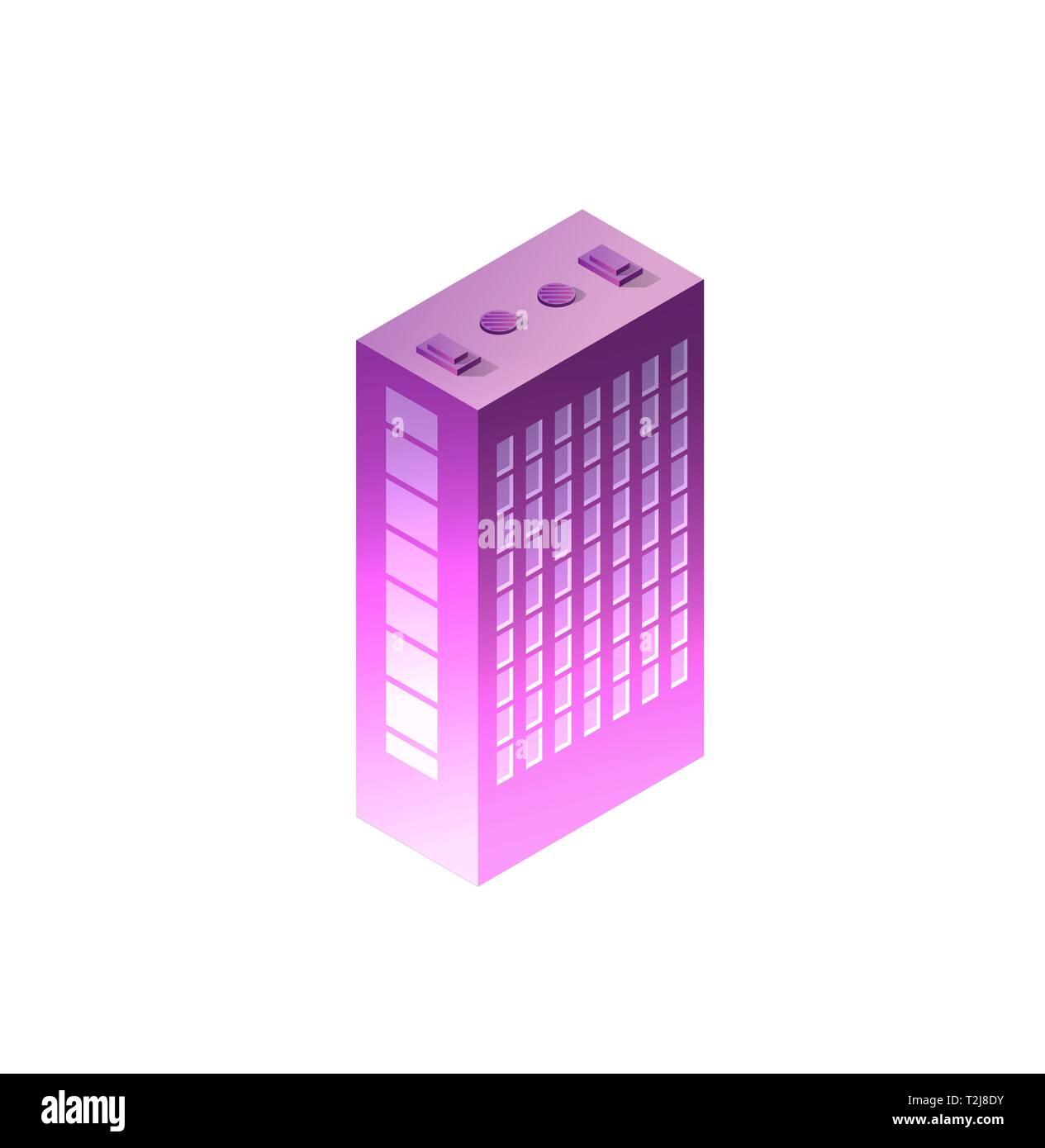 Isometric night building skyscraper house city concept of violet style ...