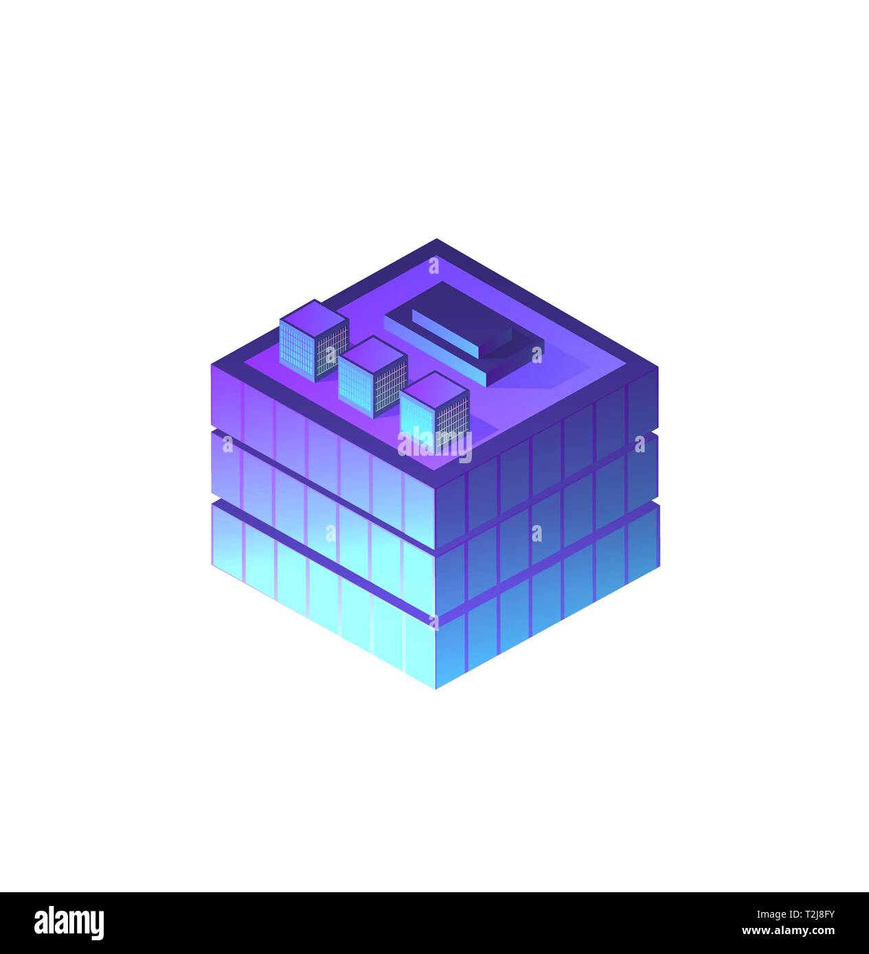 Isometric night building skyscraper house city concept of violet style ...