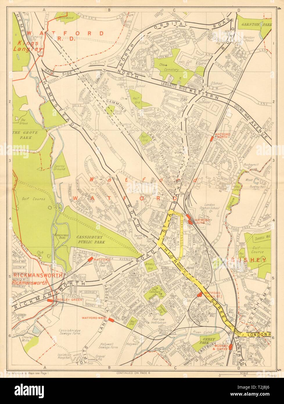 WATFORD Bushey Oxhey Rickmansworth Cassiobury Park. GEOGRAPHERS' A-Z ...