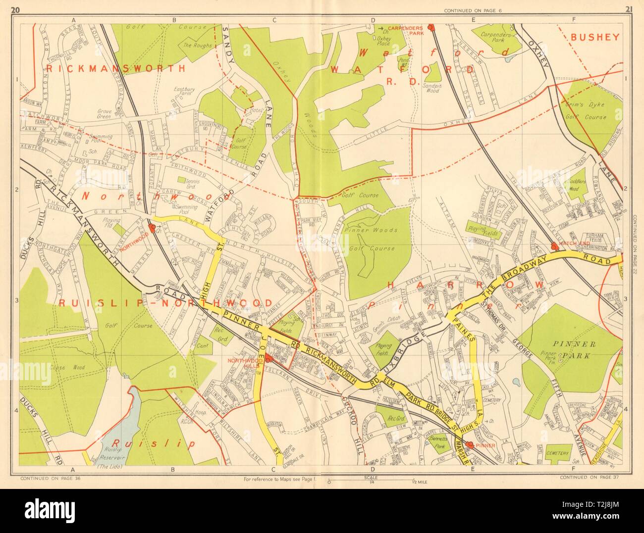NORTHWOOD PINNER Watford Hatch End Carpenders Park. GEOGRAPHERS' A-Z ...