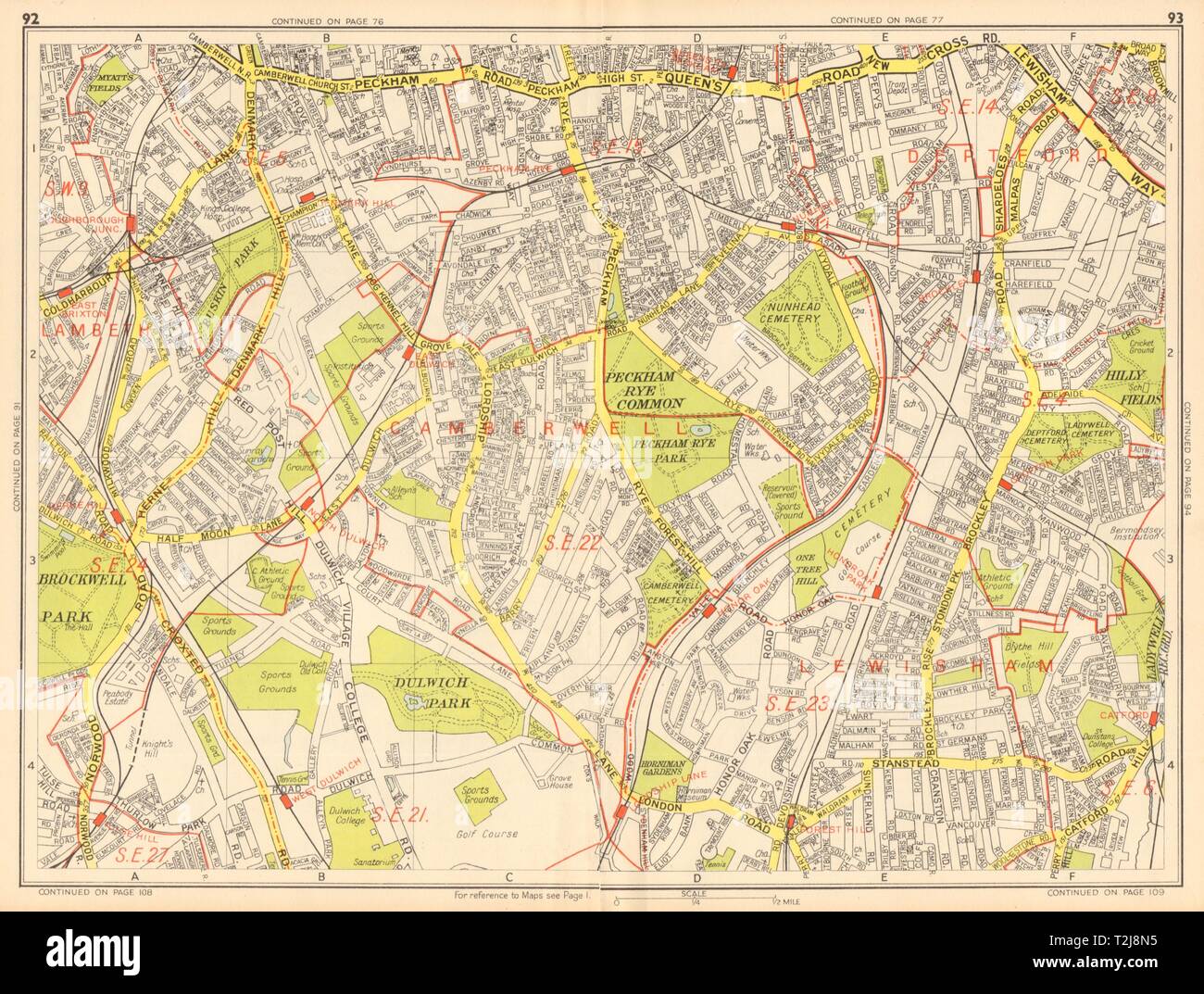 SOUTHWARK Brixton Dulwich Peckham Honor Catford. GEOGRAPHERS' A-Z 1948 ...