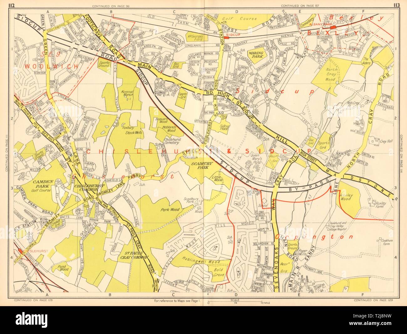 CHISLEHURST SIDCUP Orpington Bexley Eltham. GEOGRAPHERS' A-Z 1948 old ...